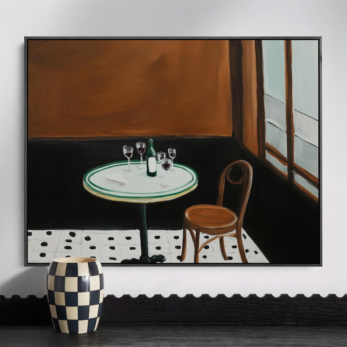 French Café Still Life Wine Table Moody Interior Bistro Decor, Unframed ...