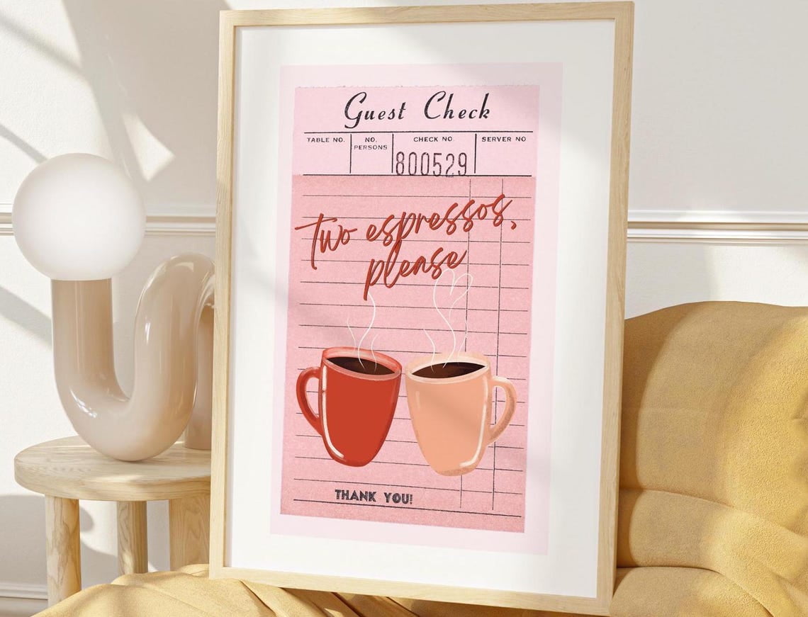 French Cafe Croissant Print Retro Drink Poster Bistro Coffee Posters ...