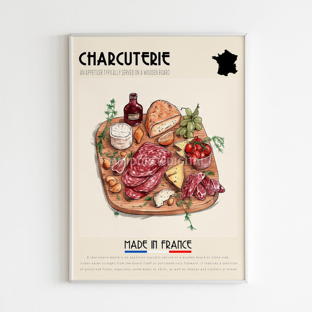 French Charcuterie Board Poster, French Charcuterie Print, French Food ...