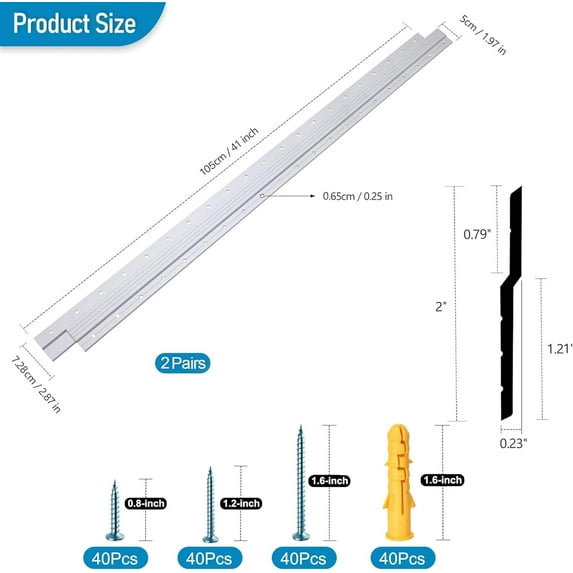 French Cleat Hanger Heavy Duty 500 Lbs Load, 2 Pairs Aluminum Z Clips ...