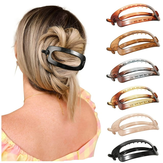 French Concord Flat Hair Clips - 6PCS Curved Hair Claw No Slip Hair ...