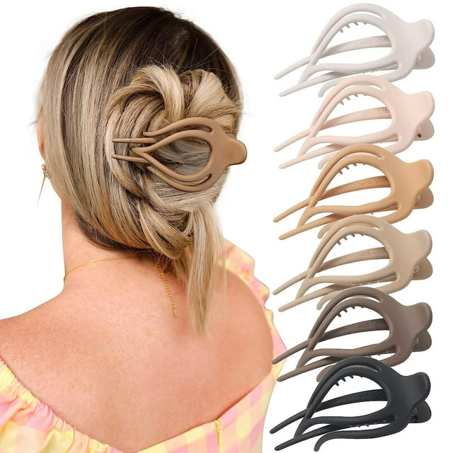 French Concord Flat Hair Clips - 6PCS Curved Hair Claw No Slip Hair ...