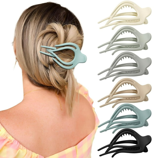 French Concord Flat Hair Clips - 6PCS Curved Hair Claw No Slip Hair ...