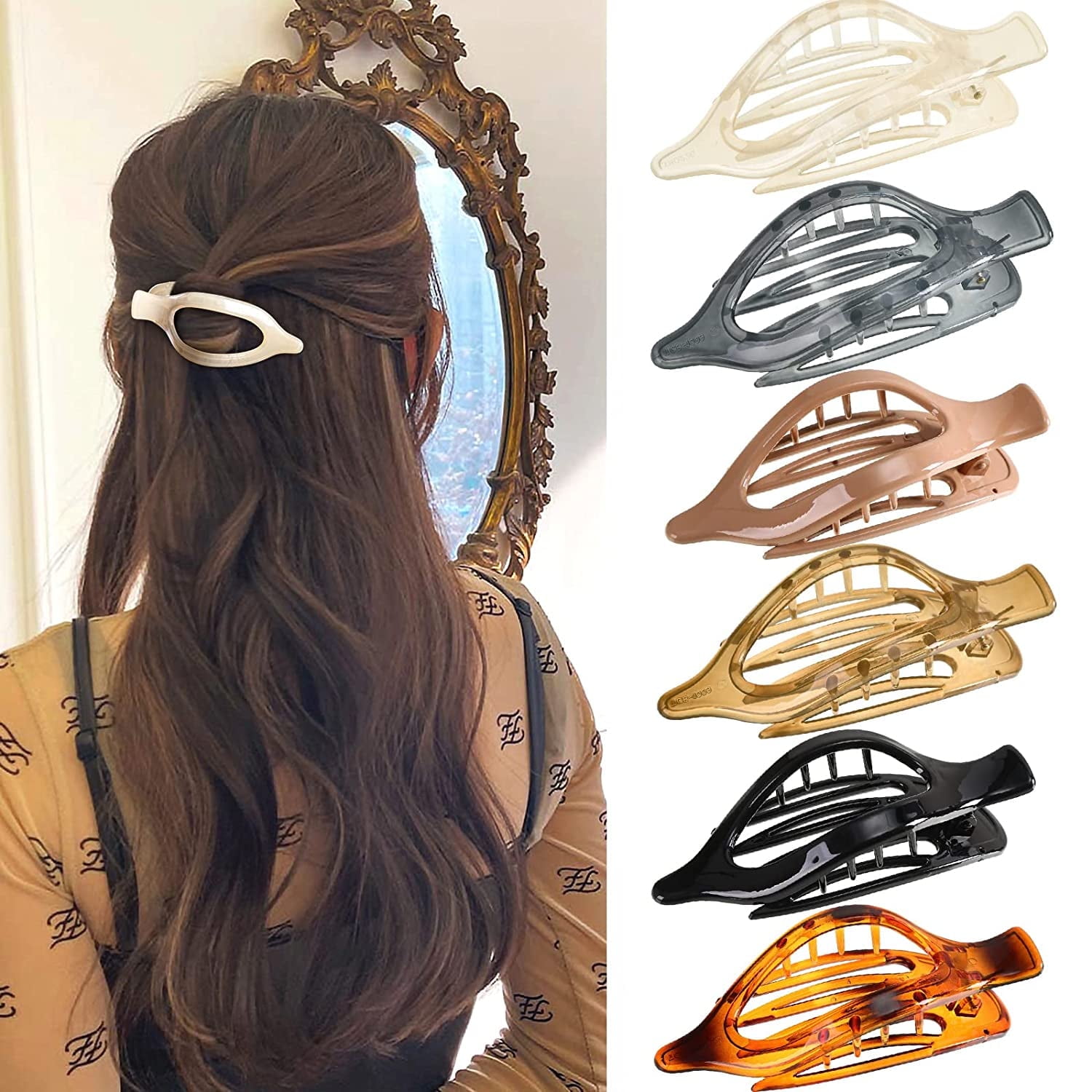 French Concord Hair Clips Claw - 6Pcs Side Slid Flat Hair Clips Strong ...
