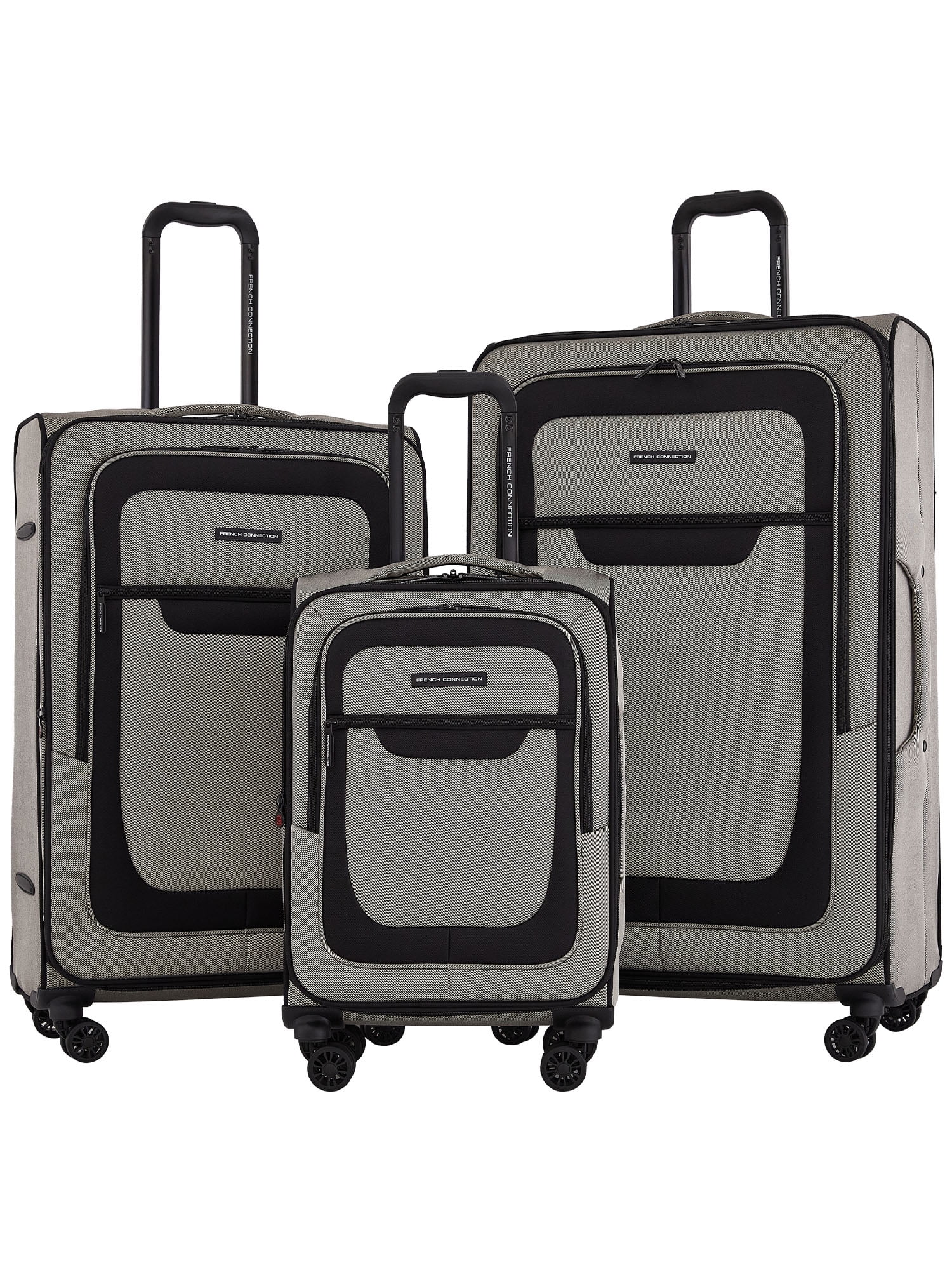 French Connection 3pc Expandable Rolling Softside Luggage Set, Whitecap ...