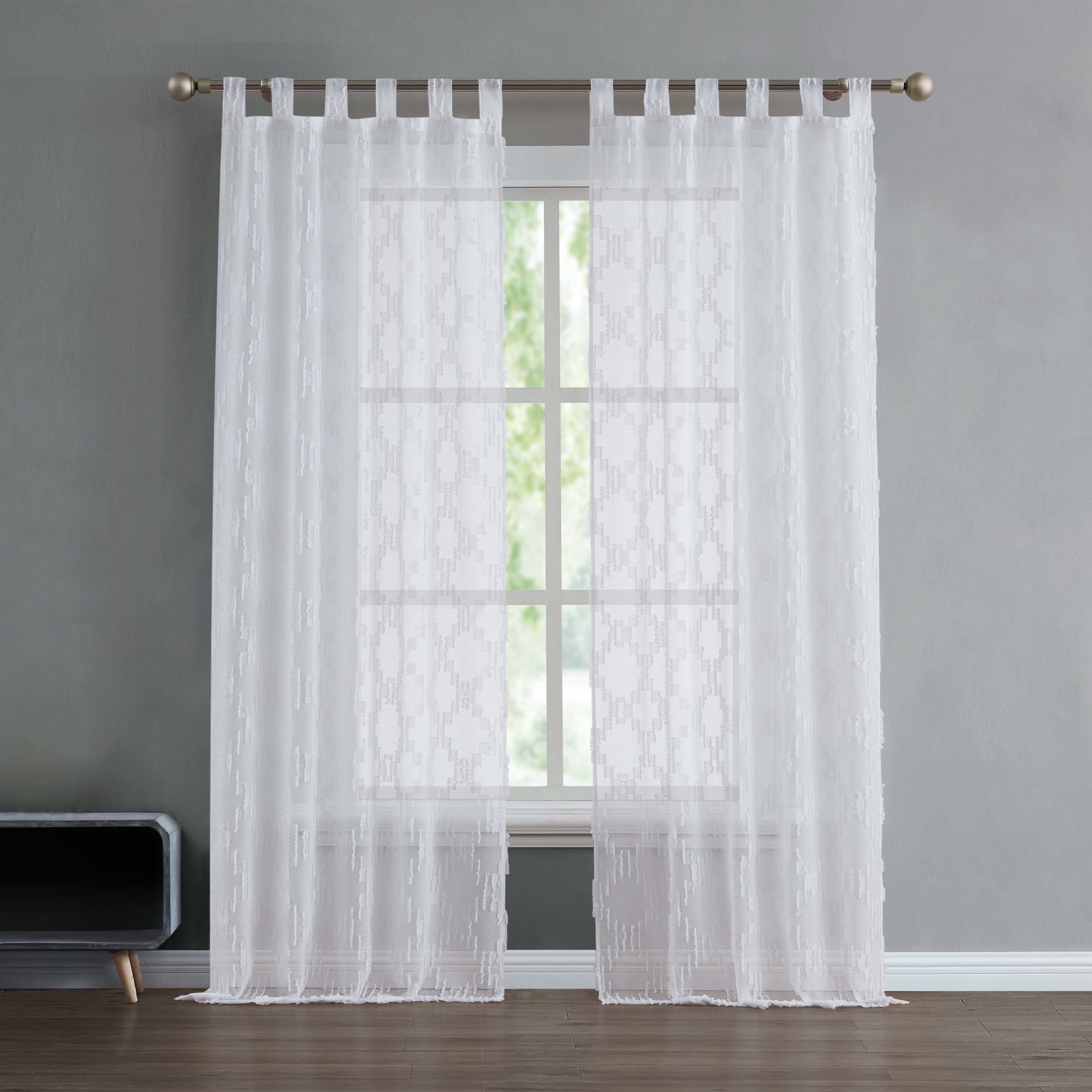 French Connection Frankie Clip Sheer Tab Top Window Curtain 2-Panel ...