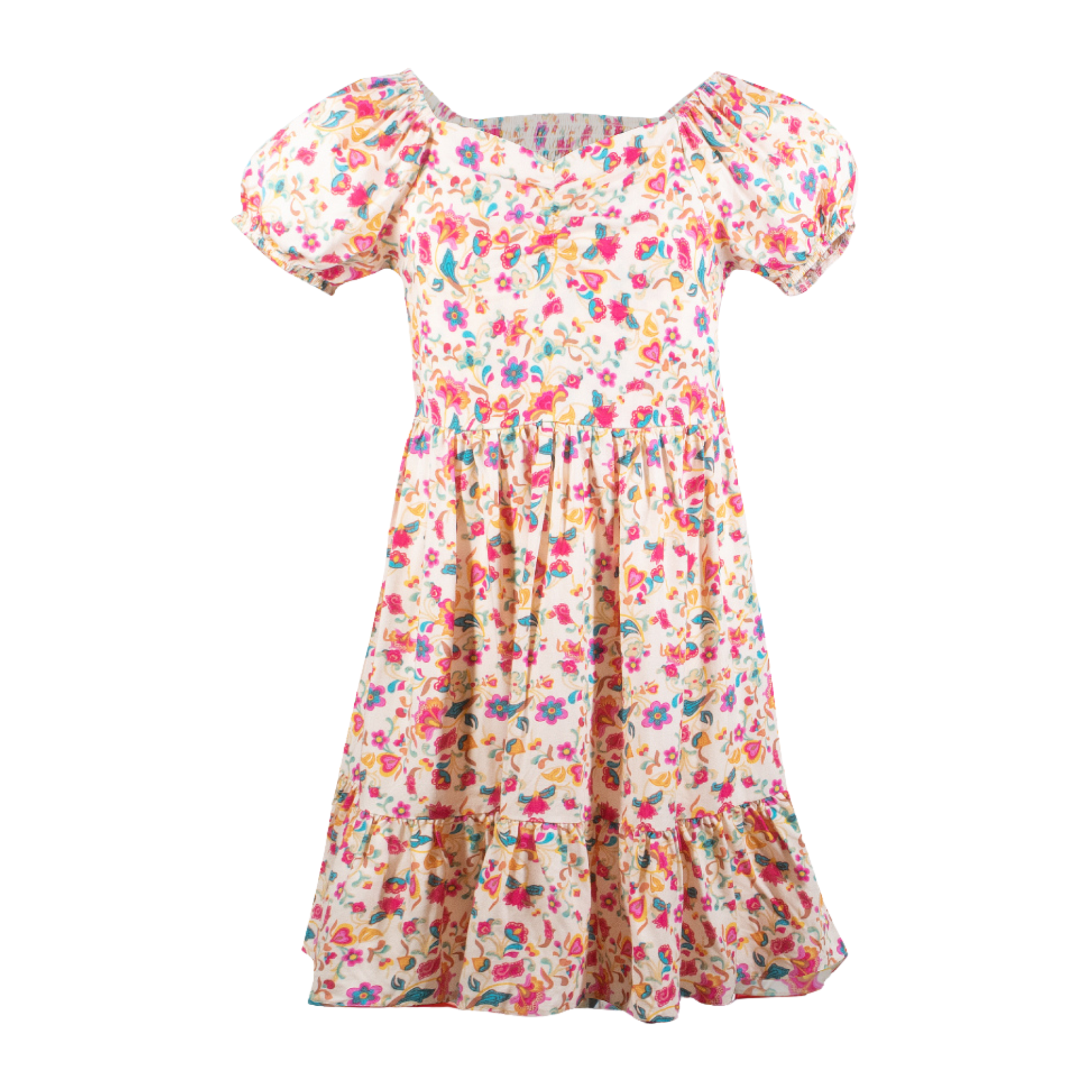 French Connection Girls' Floral Smocked Sundress with Puff Sleeves ...