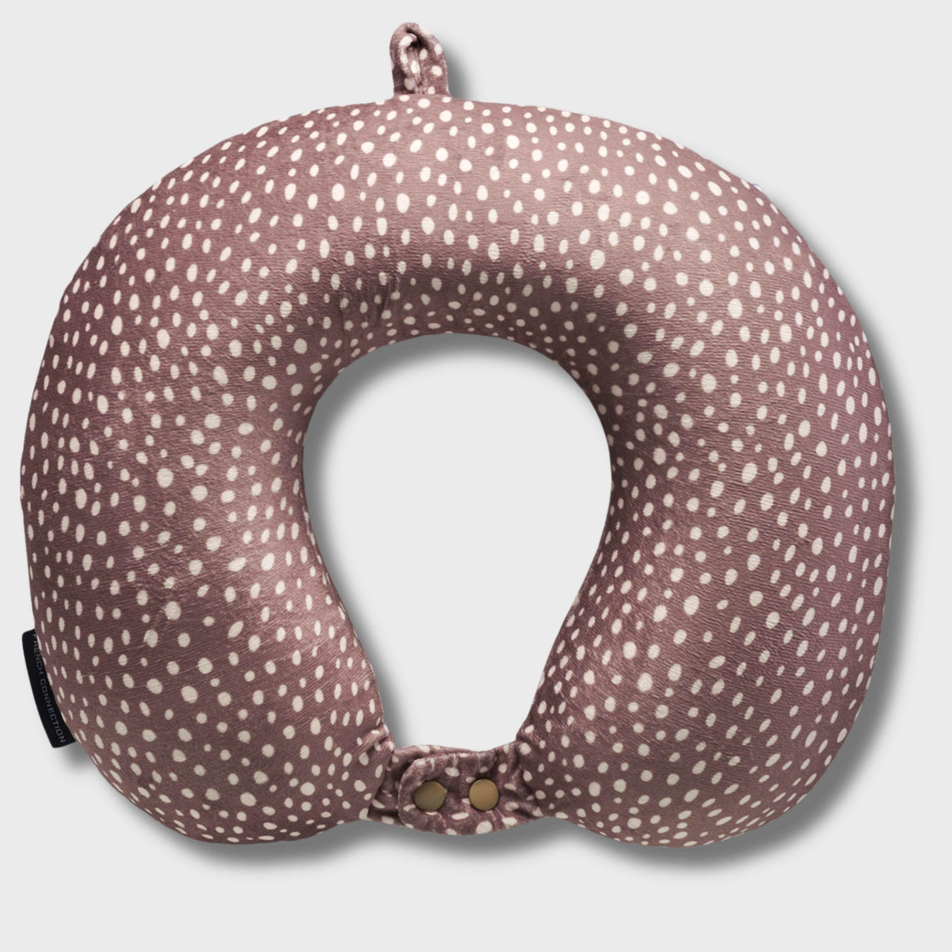 French Connection Memory Foam Luxury Neck Pillow - Travel Pillow (Polka ...