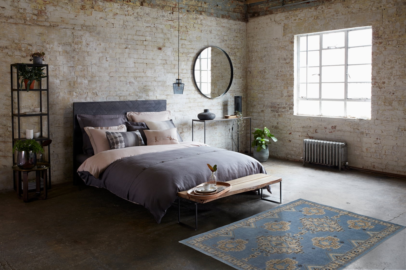 French Connection Stonewash Printed Cotton Accent Rug, Navy, 4x6 ...