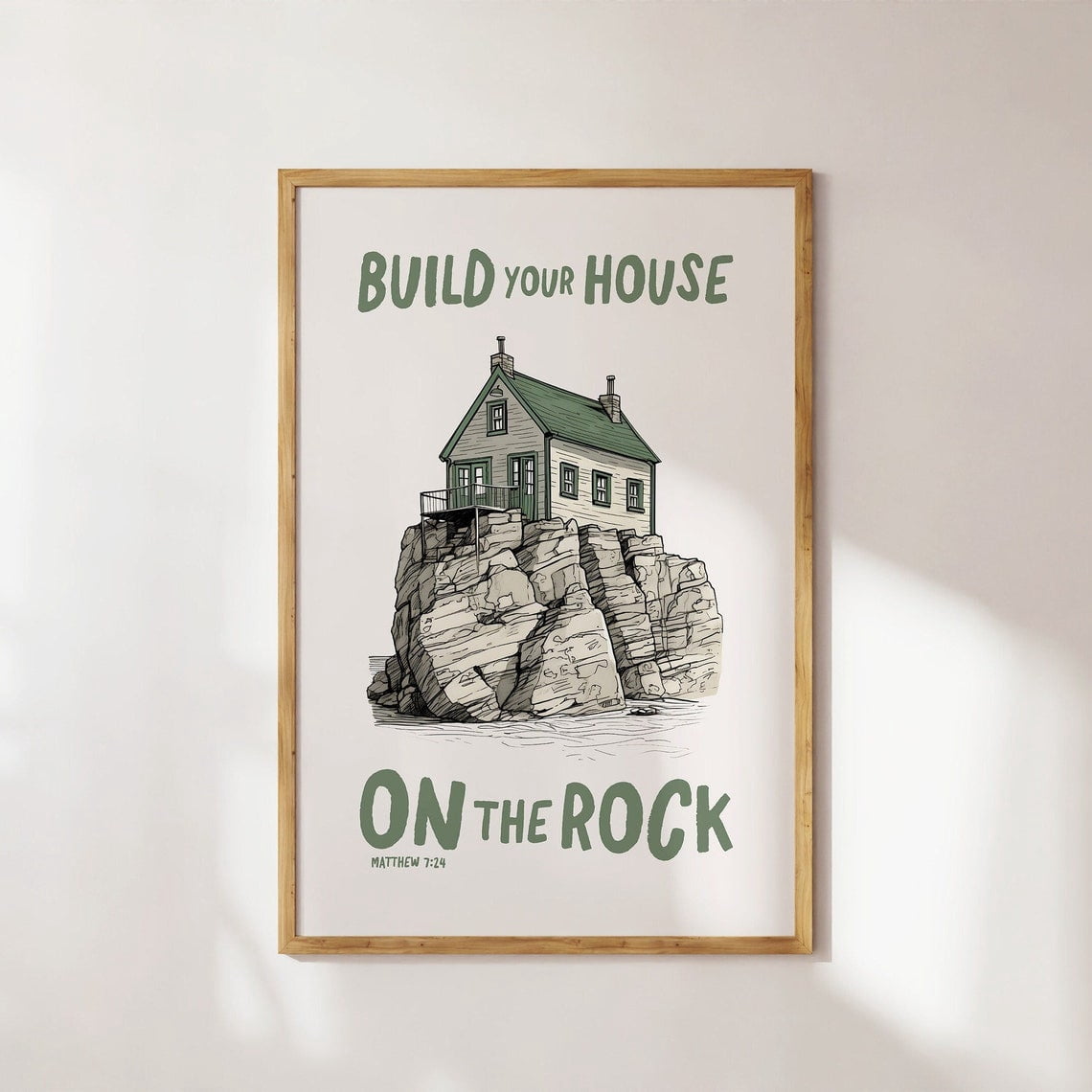 French Cottage Matthew 7 Sage Green Christian Artwork, Unframed Canvas ...