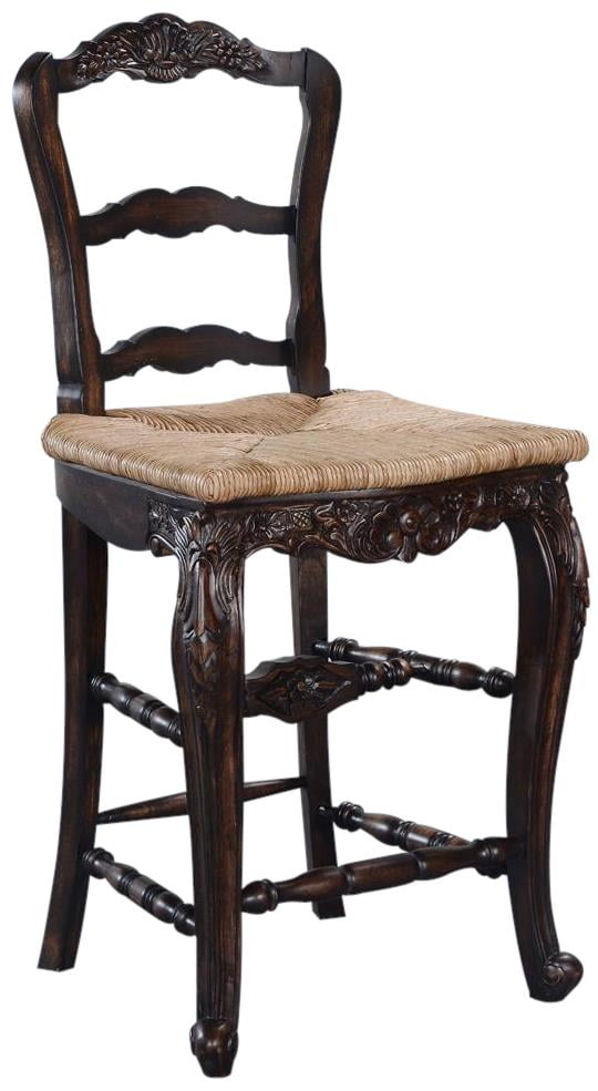 French Country Bar Stool with Rattan Seat | EuroLux Home - Walmart.com
