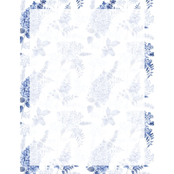 French Country Blue Floral Stationery - 8.5 x 11 - 60 Letterhead Sheets ...