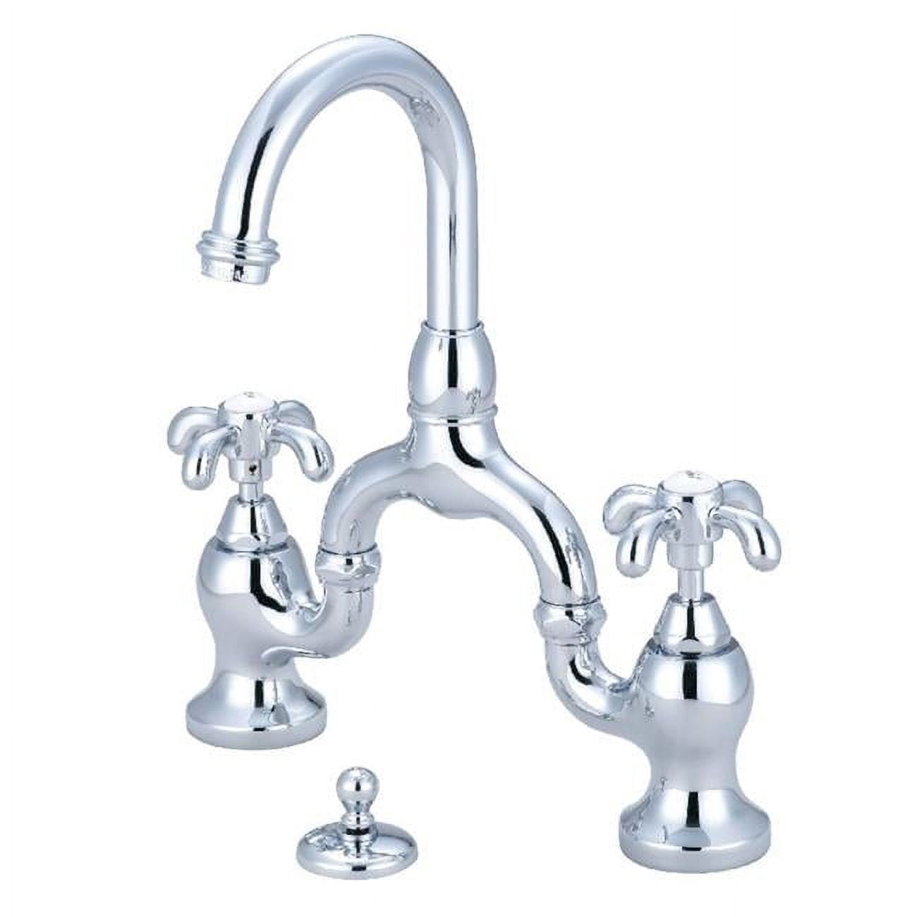 French Country Bridge Bathroom Faucet with Brass Pop-Up, Polished ...