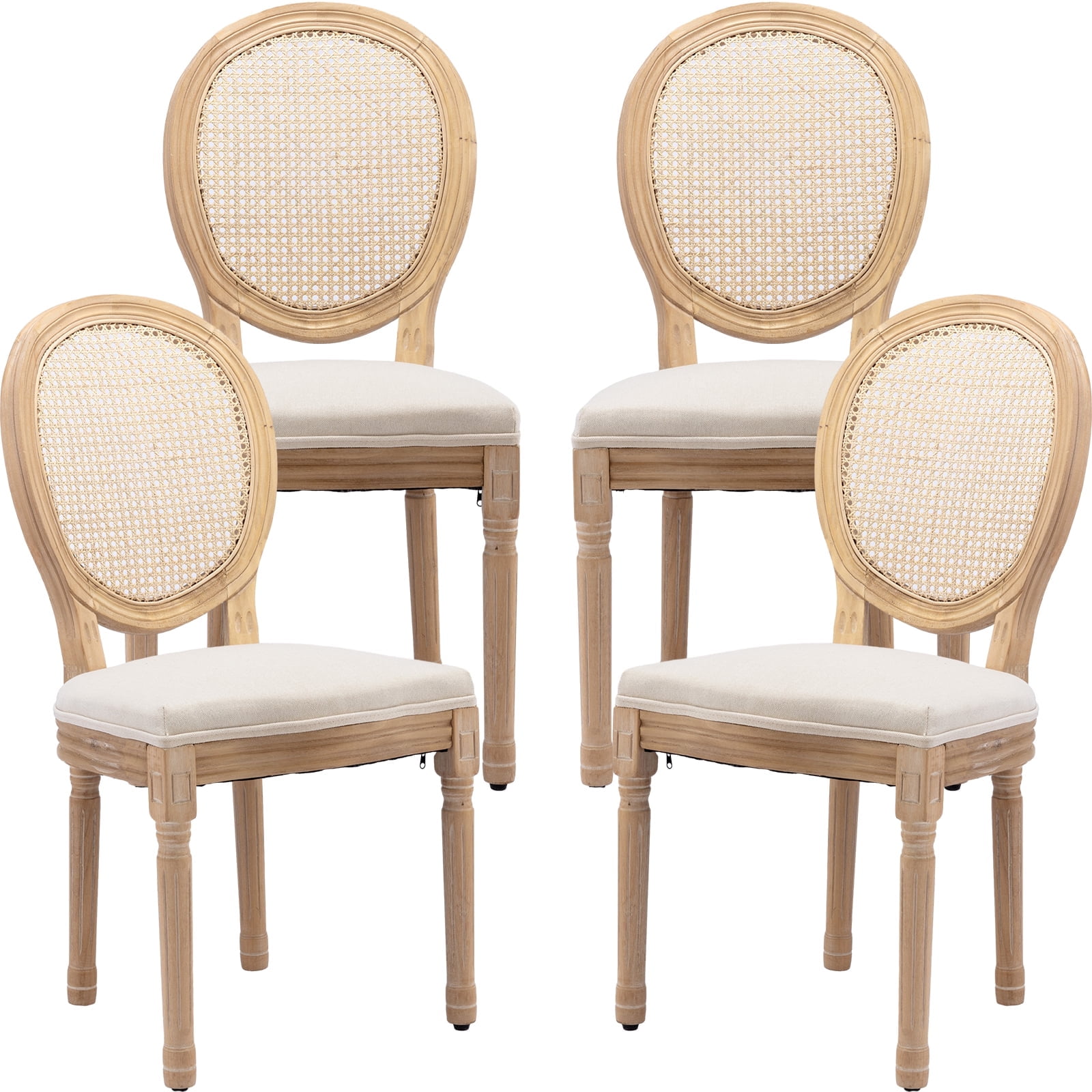French Country Dining Chairs Set of 4, Cream Kitchen & Dining Room ...