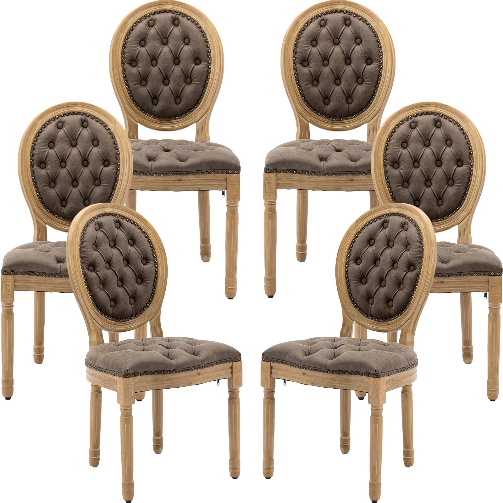 French Country Dining Chairs Set of 6, Tan Kitchen & Dining Room Chairs ...