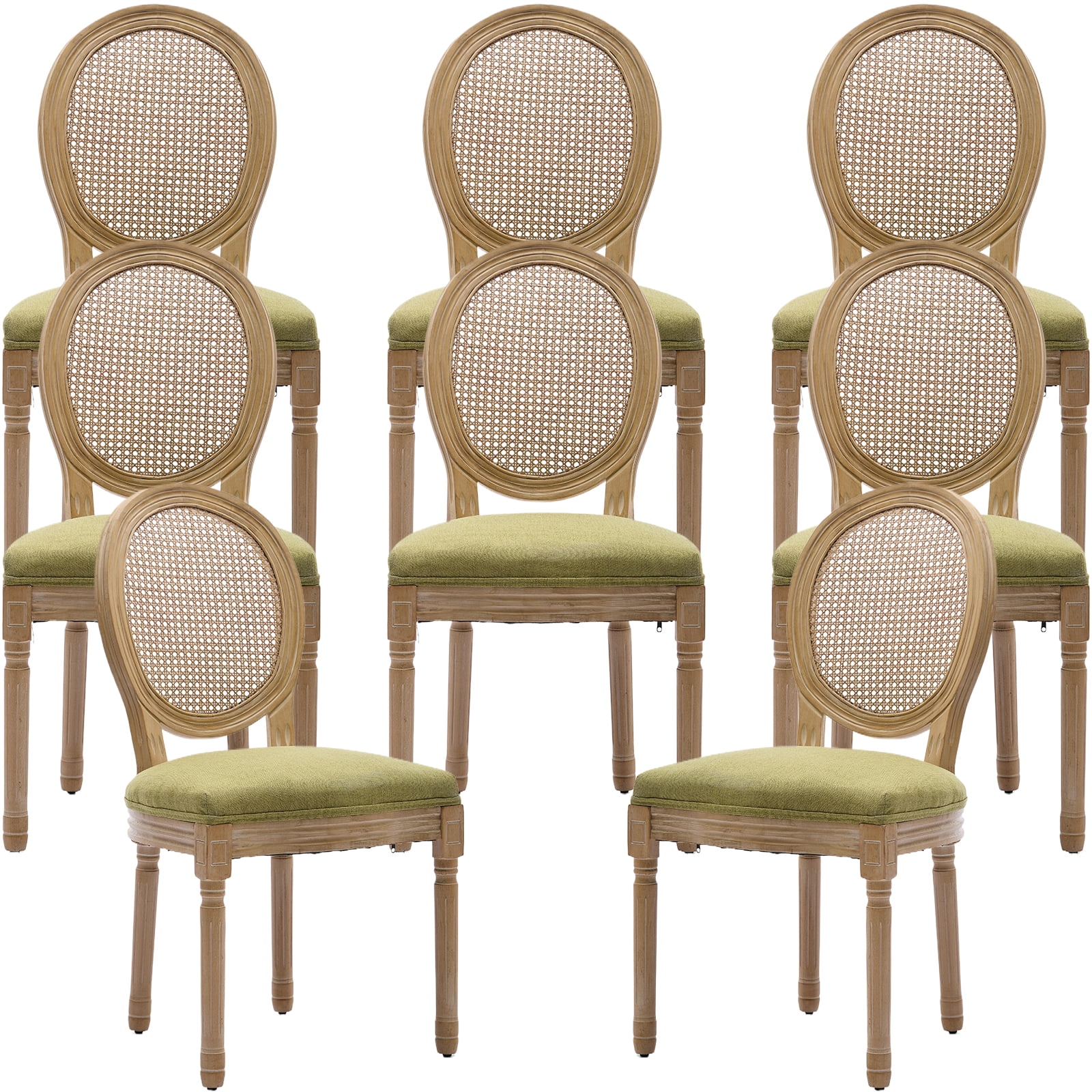 French Country Dining Chairs Set of 8, Olive Green Kitchen & Dining ...