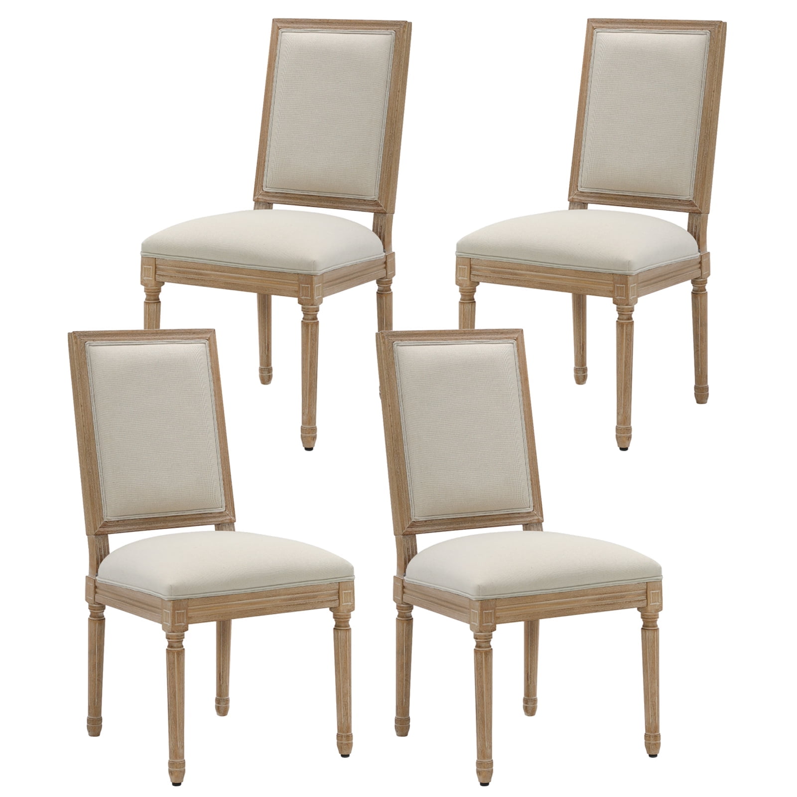Farmhouse Solid Wood French Country Dining Chairs, Set of 4, Armless ...