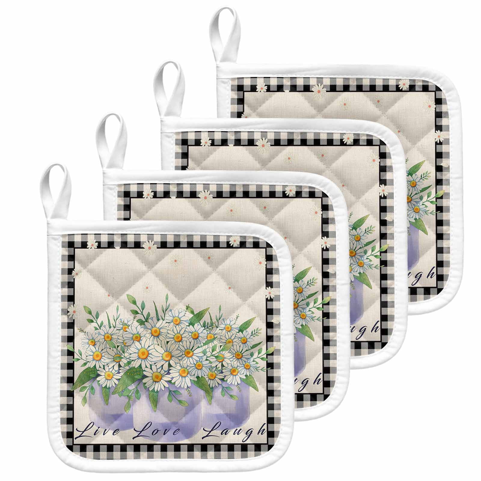 French Country Floral, Pot Holders for Kitchen Heatproof Potholder, 4 ...