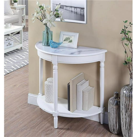 French Country Console Entry Accent Half-Round Table with Shelf ...