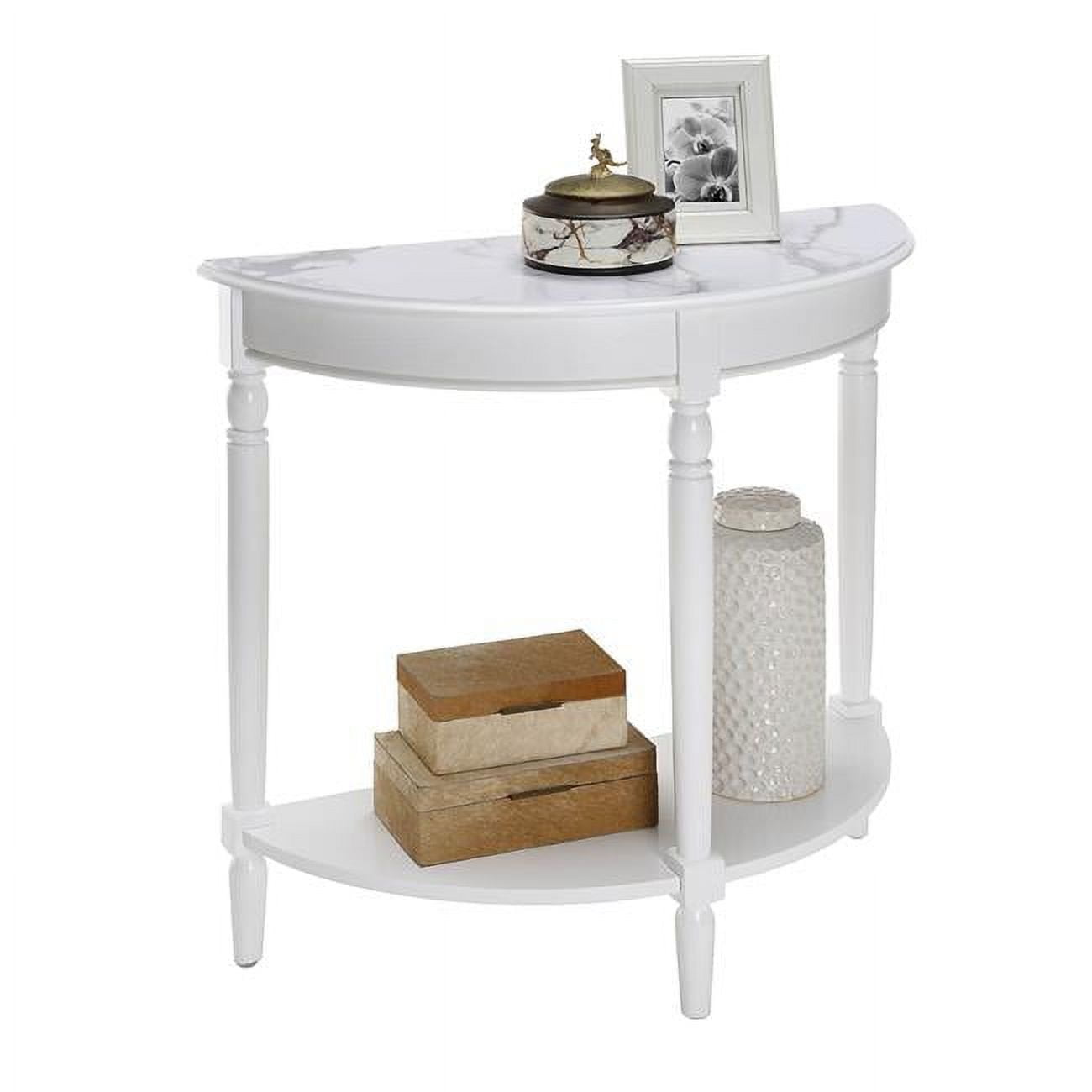 French Country Half-Round Entryway Table with Shelf, Synthetic White ...