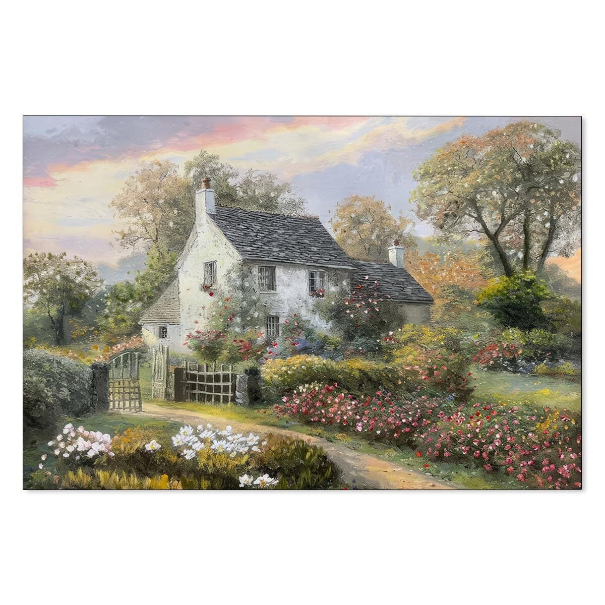 French Country Oil Painting Wall Art Farmhouse Cottage Garden Posters ...