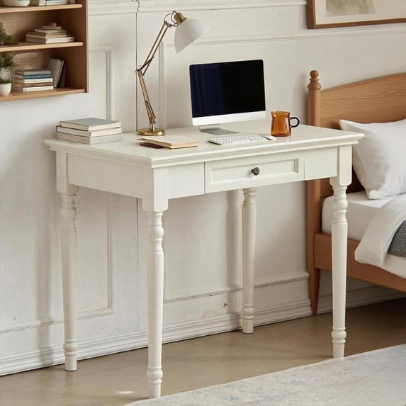 French Country Style Writing Desk,35" Solid Wood Farmhouse Computer ...