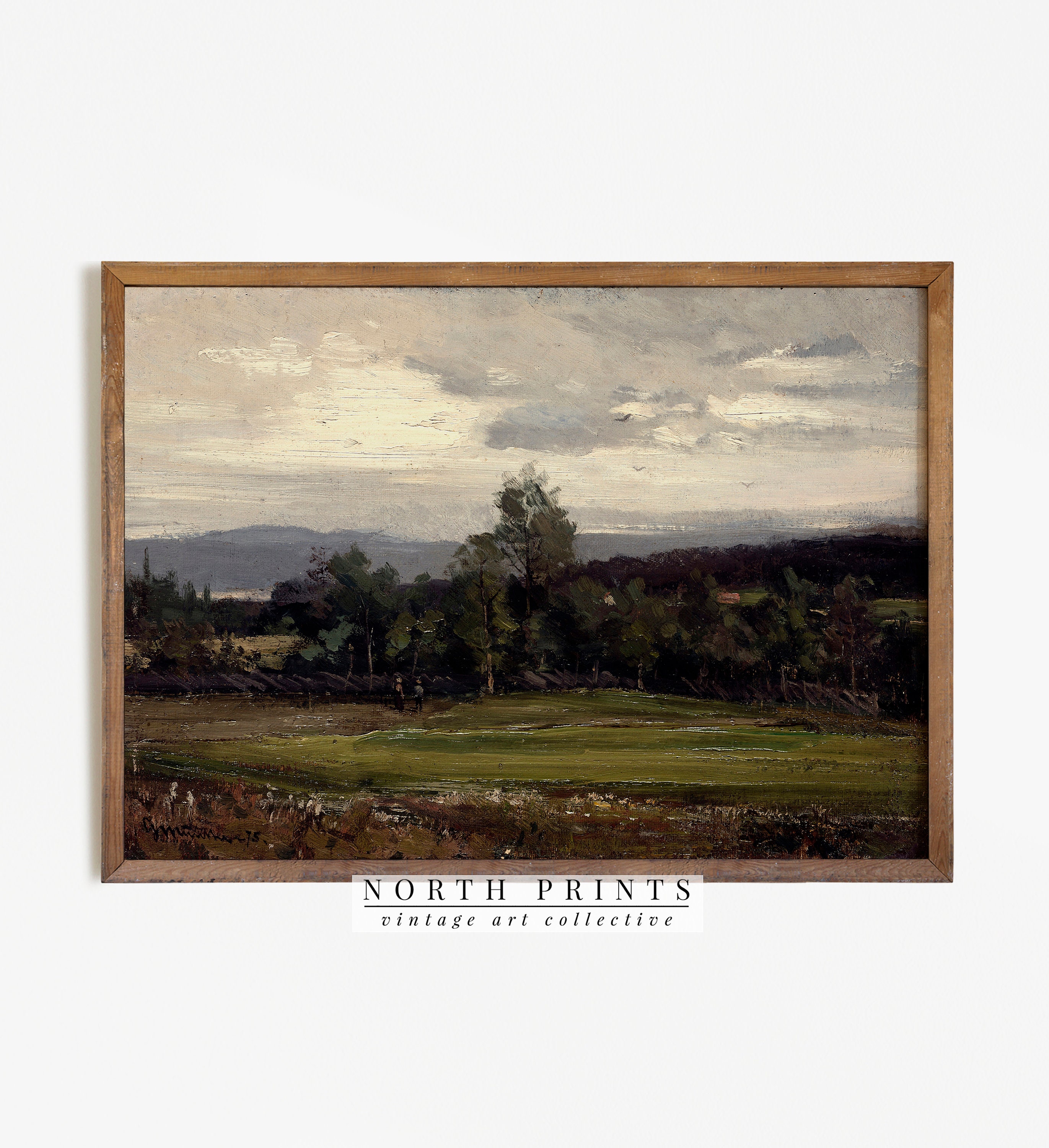 French Country | Vintage Dark Green Landscape | North Prints Wall Art ...