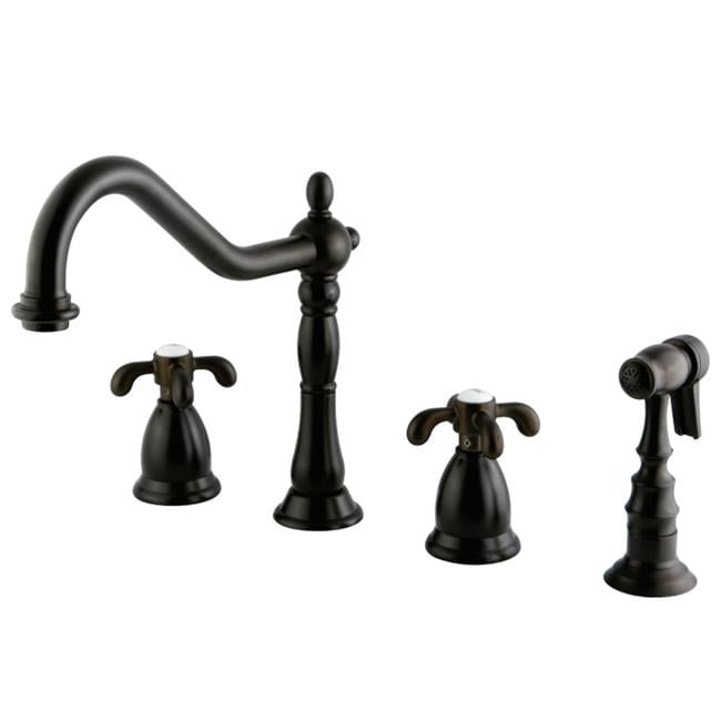 French Country Widespread Kitchen Faucet with Side Sprayer, Oil Rubbed ...