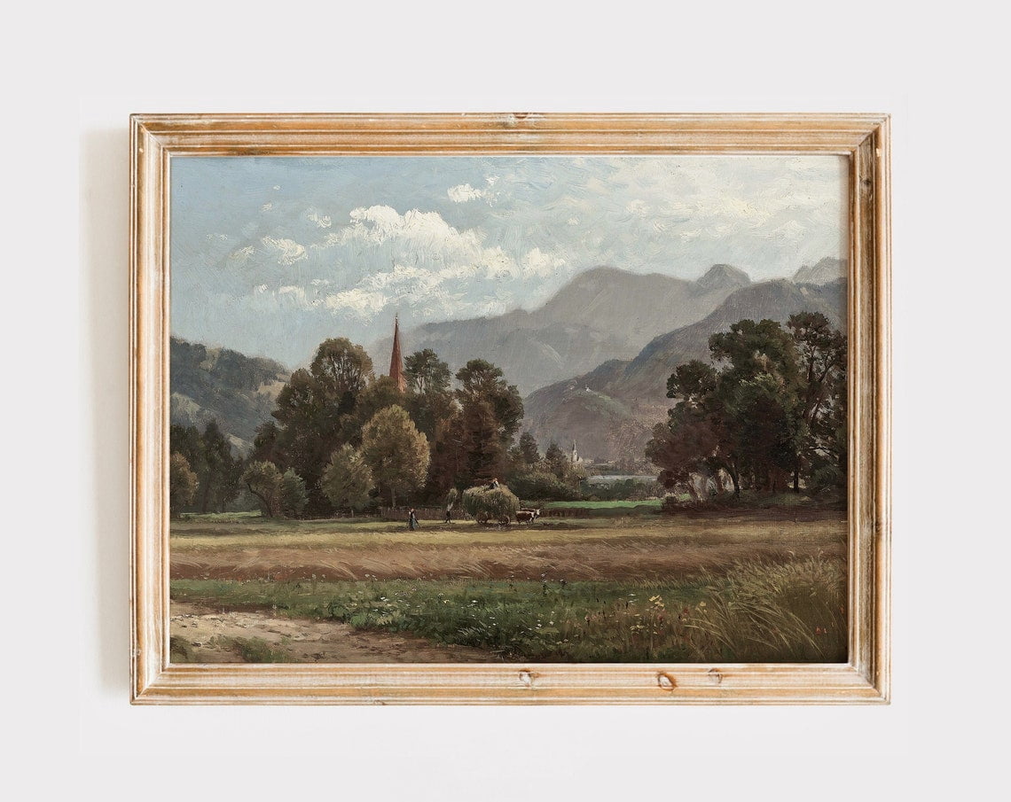 French Countryside Wall Print, Vintage Spring Landscape Painting Wall ...