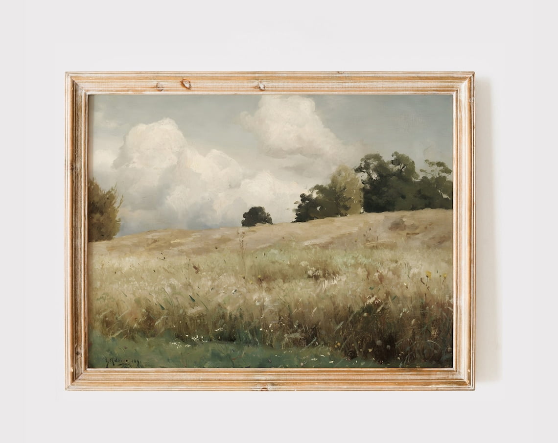 French Countryside Wall Print, Vintage Spring Landscape Painting Wall ...