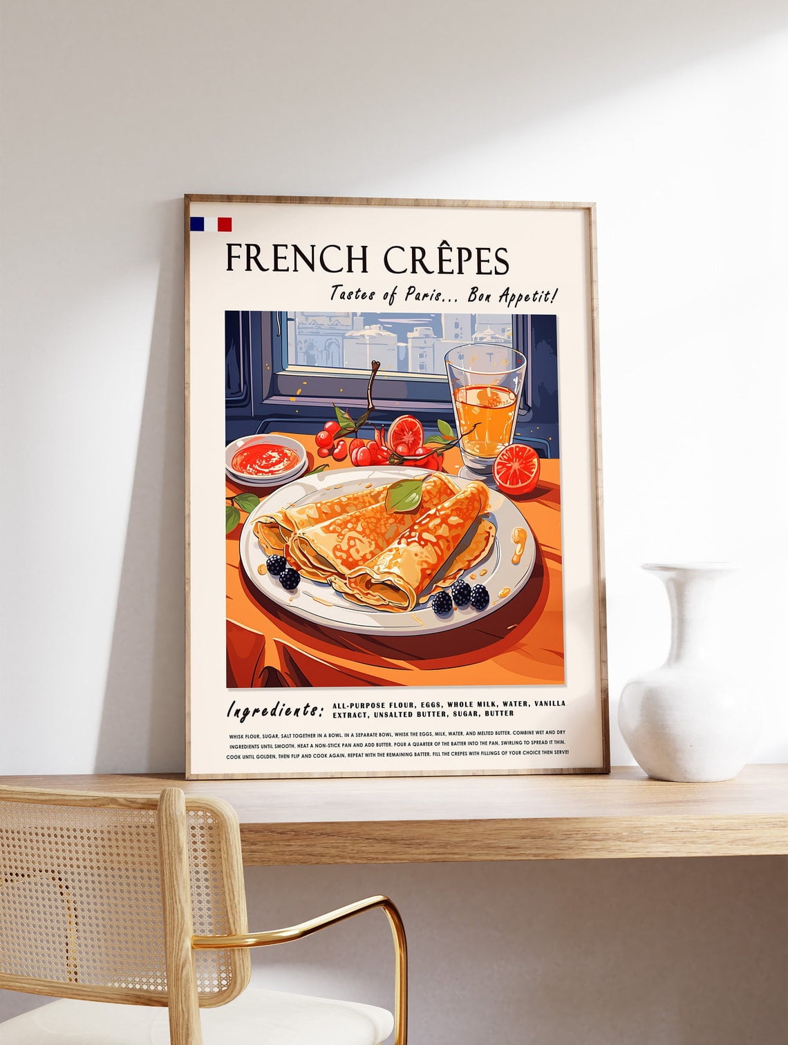 French Crepes Poster, French Crepes Food Print, French Dessert Poster ...