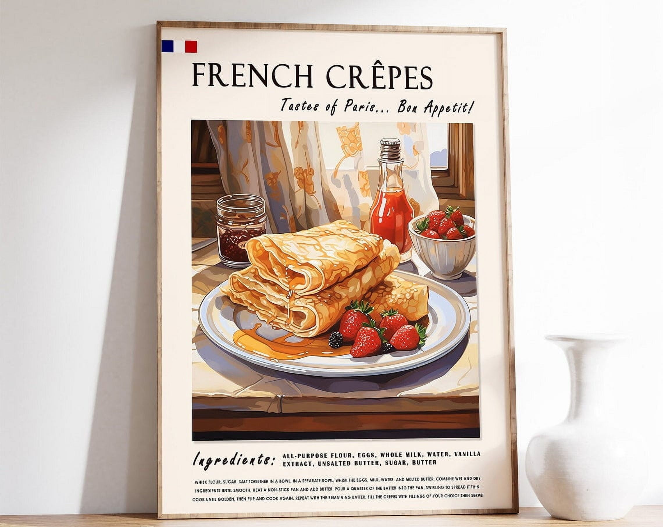 French Crepes Poster, French Crepes Food Print, French Dessert Poster ...