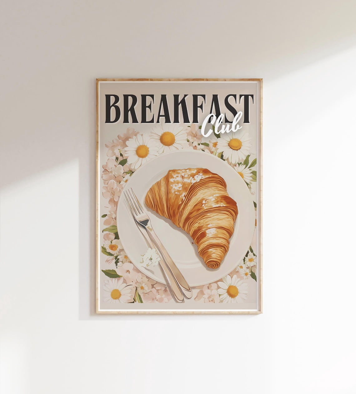 French Croissant Kitchen Art Poster Breakfast Club Wall Decor Poster ...