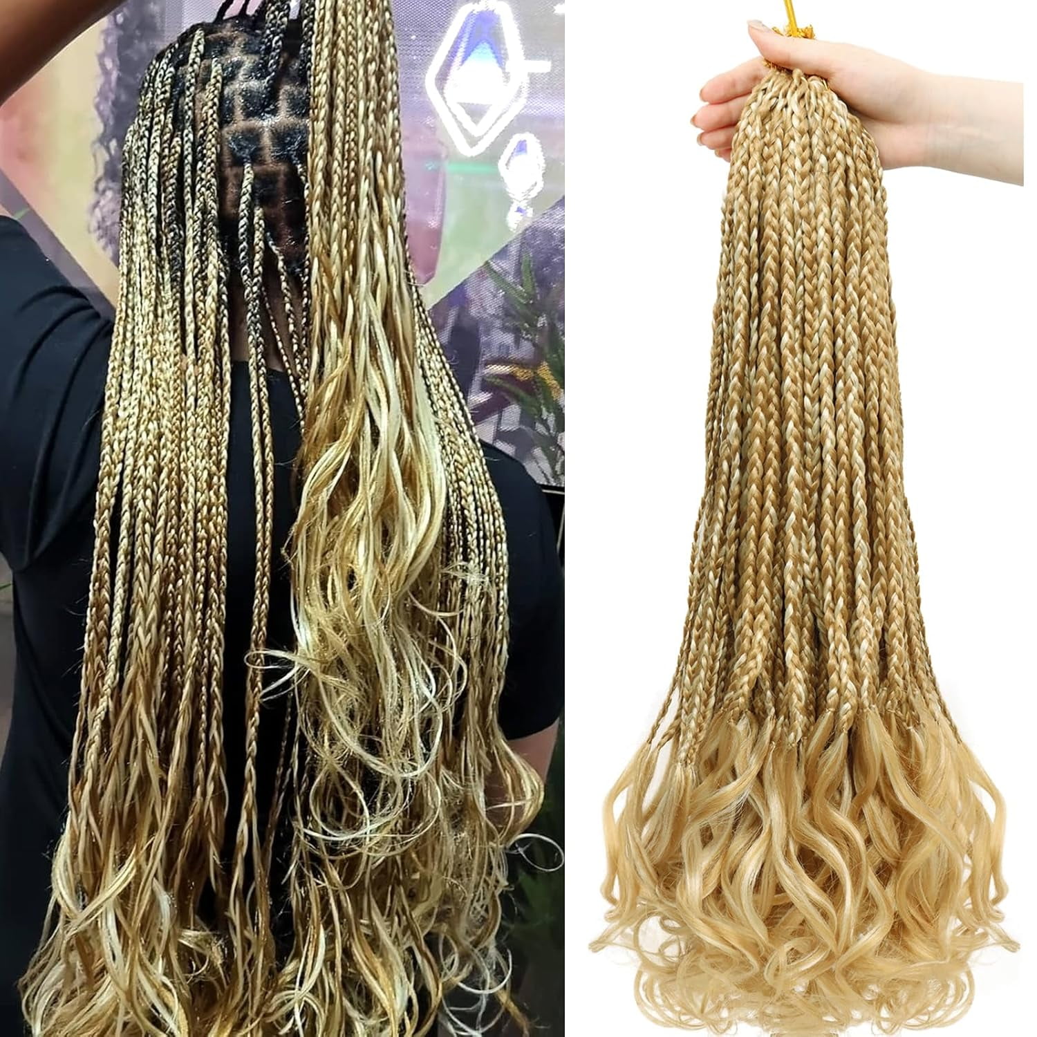 French Curl Crochet Braids 14 Inch Goddess Box Braids Crochet Hair for ...