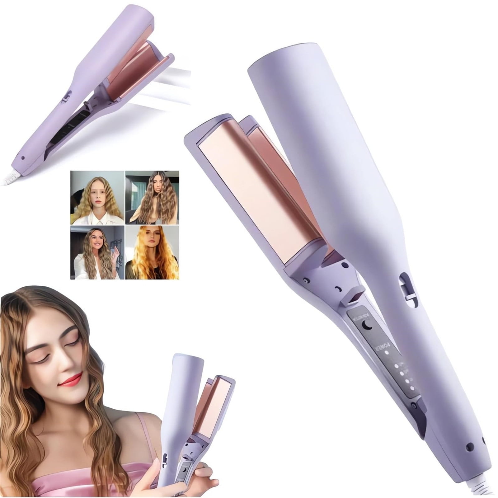 French Curling Wand Ceramic V Shape Hair Crimper Adjustable Temperature ...