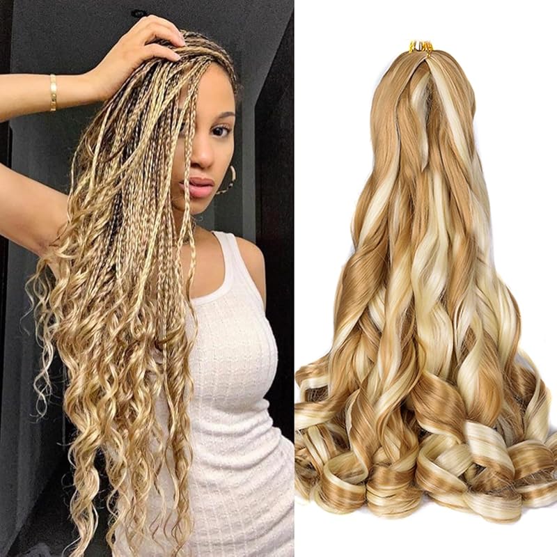 French Curly Braiding Hair,24 Inch # T4/30 Loose Wavy 8 Pack Bouncy ...