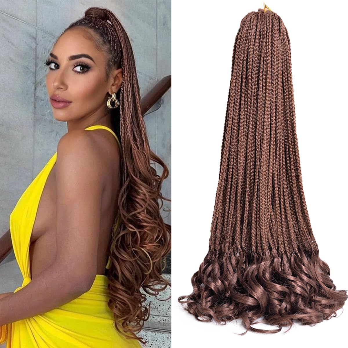French Curly Braids Hair Extensions Box Braids 30# Spanish Curly Braids ...