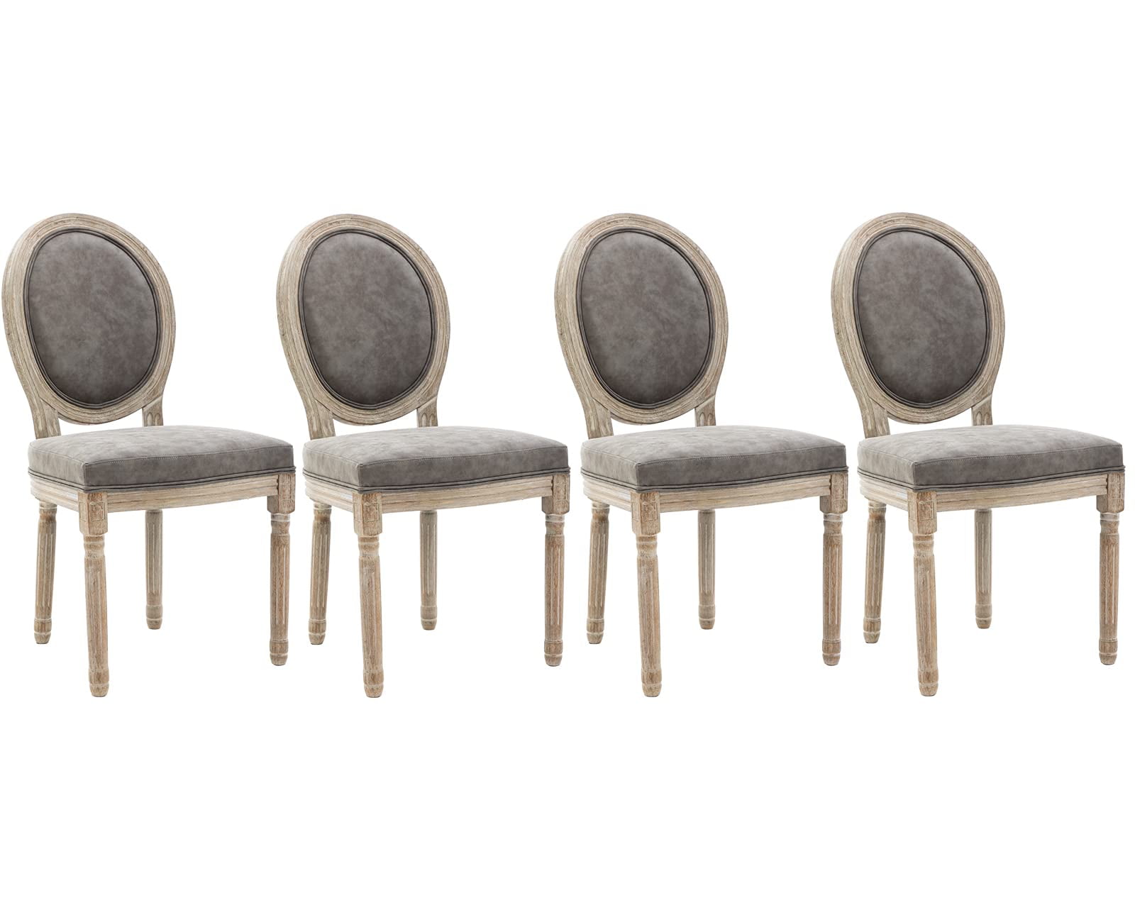 French Dining Chairs - PU Leather Round Back Chairs for Living Room ...