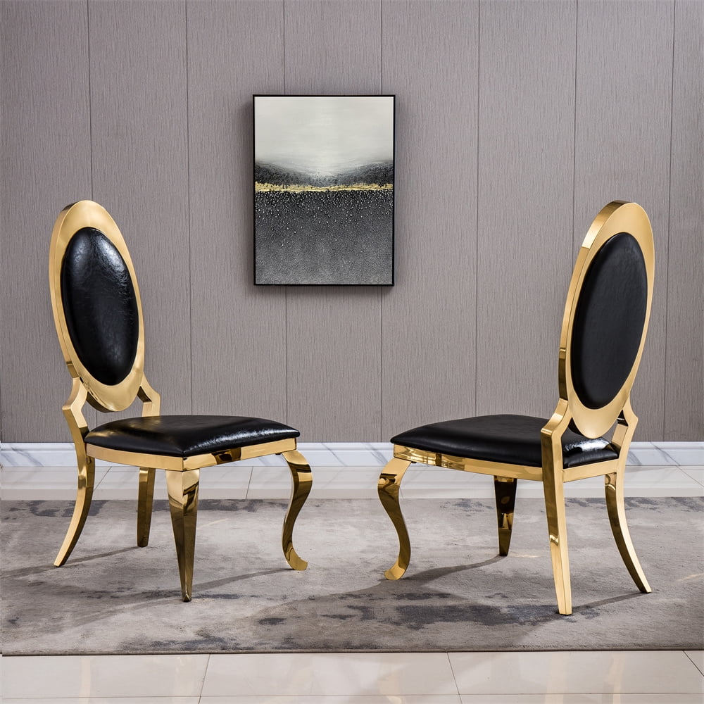 French Dining Chairs Set of 2, Modern Leather Upholstered Dining Room ...