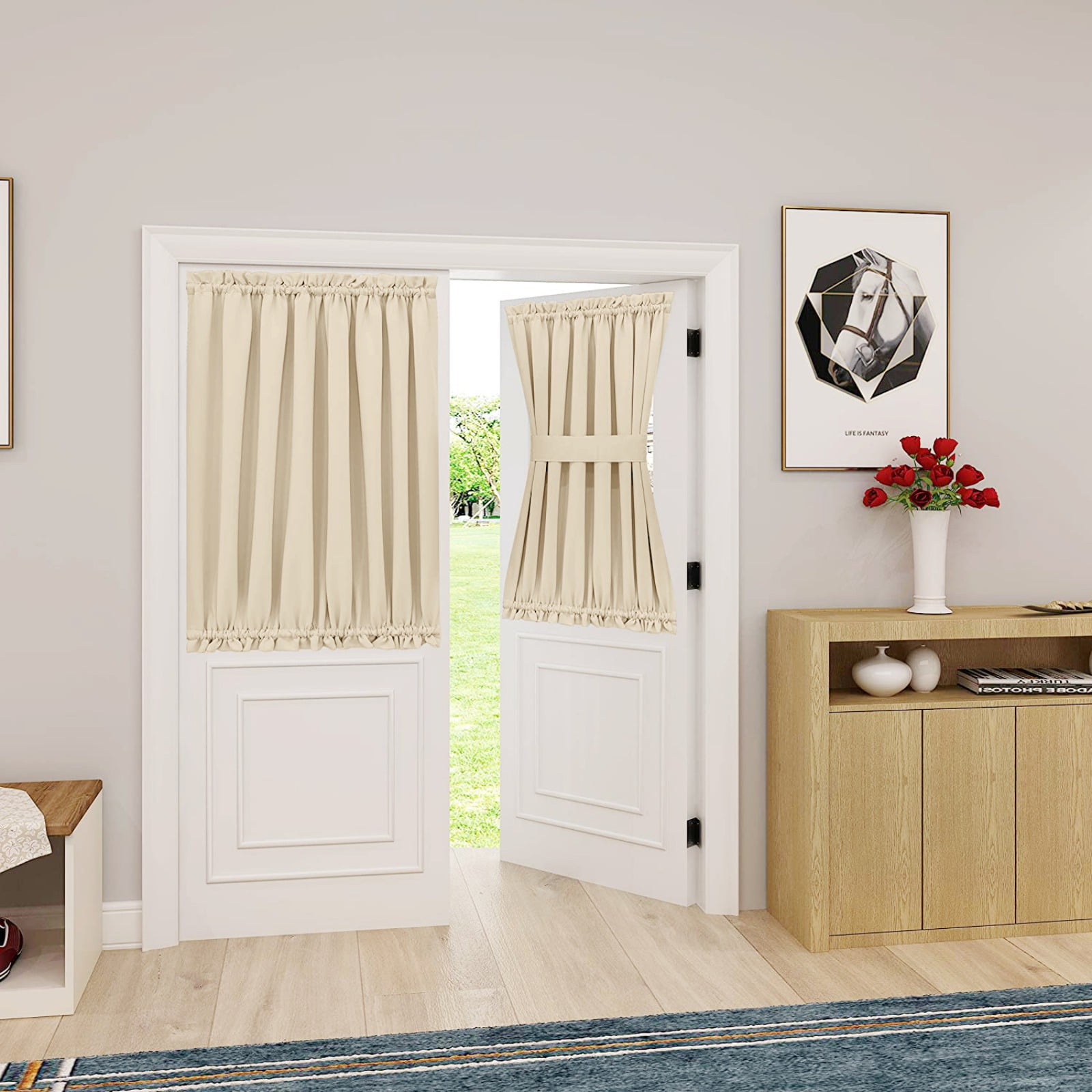 French Door Curtain Farmhouse Door Window Curtains Country Rustic Door ...