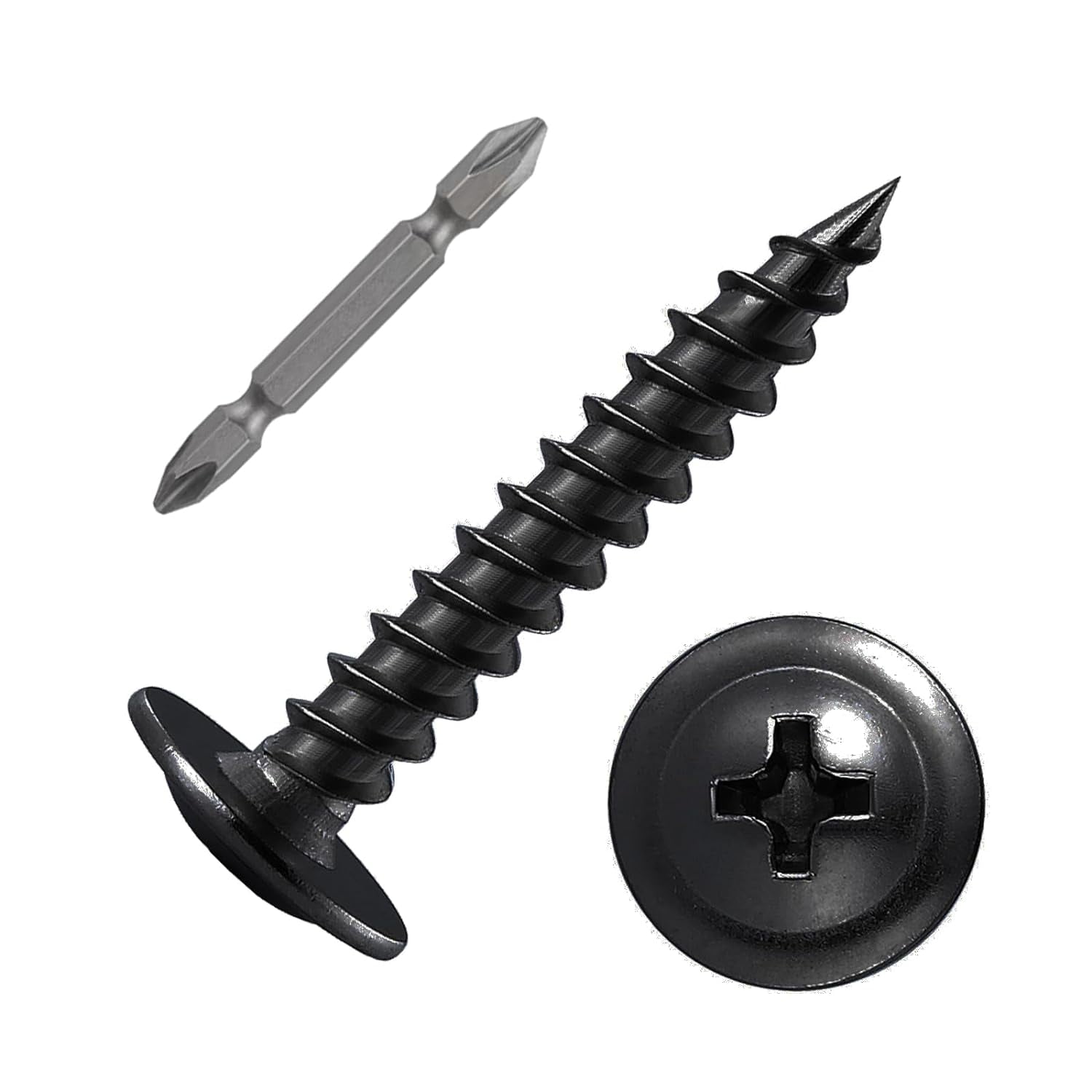 (150 pcs)#8×1-1/2" Black Truss Head Wood Screws Quick Metal Self ...