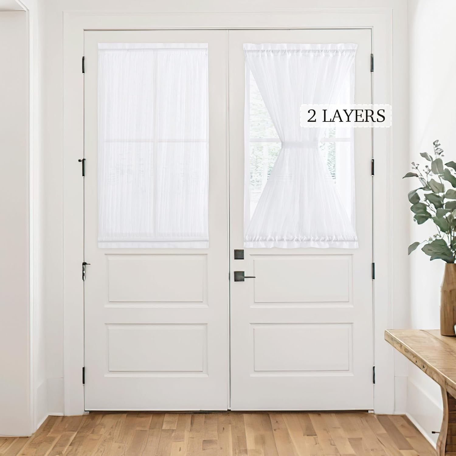 French Door Sheer Curtains, Light-Filtering Privacy Drapes with Tieback ...