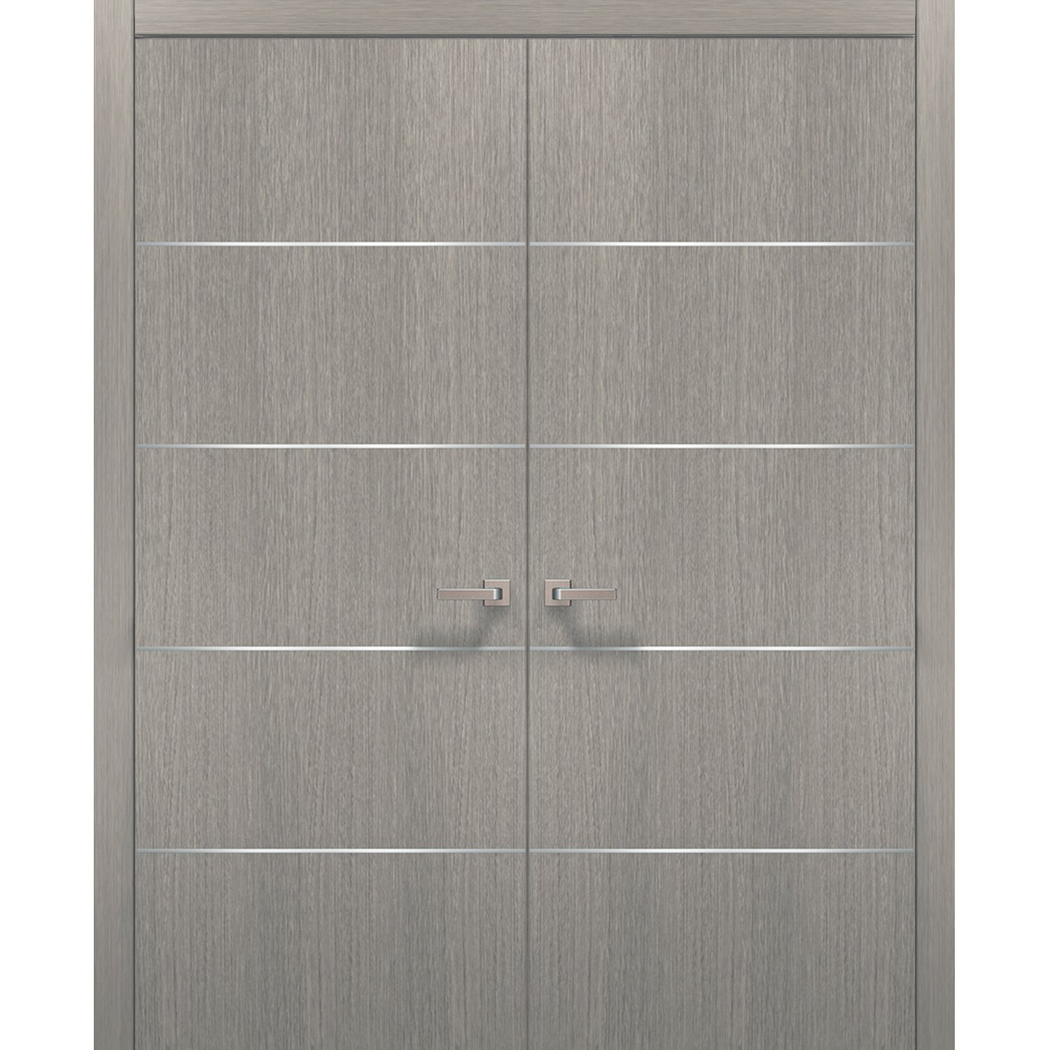 French Double Interior Doors with Hardware | Planum 0020 Grey Oak ...