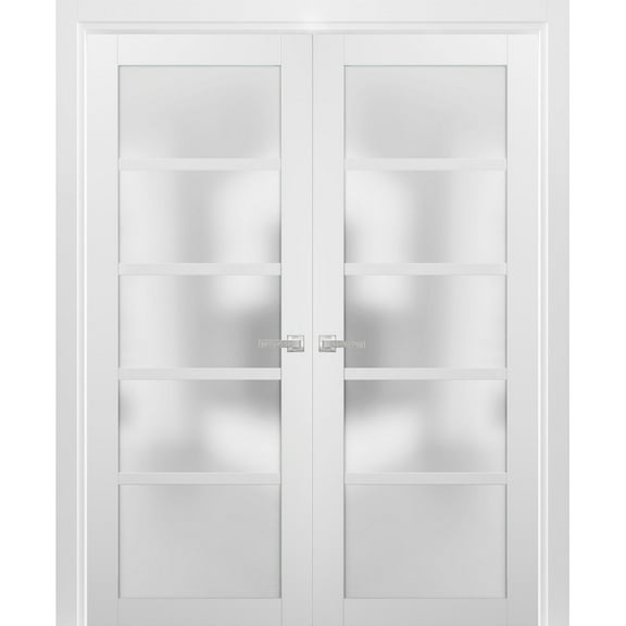 Barn Bypass Doors 56 x 80 with 6.6ft Hardware | Quadro 4055 White Silk ...