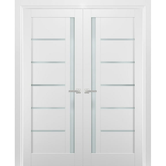 Barn Bypass Doors 56 x 80 with 6.6ft Hardware | Quadro 4055 White Silk ...