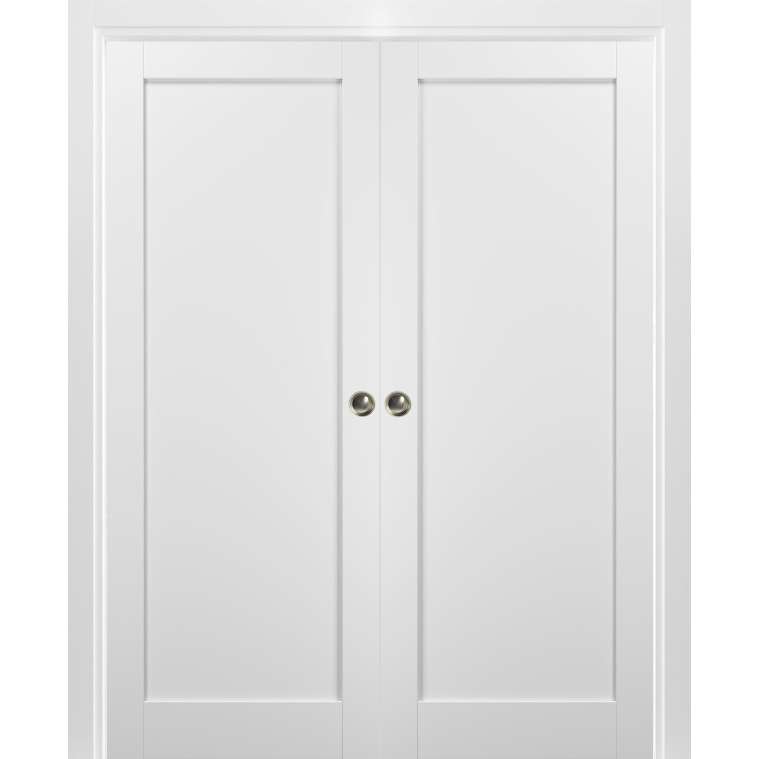 French Double Pocket Doors 84 x 84 with Frames | Quadro 4111 White Silk ...