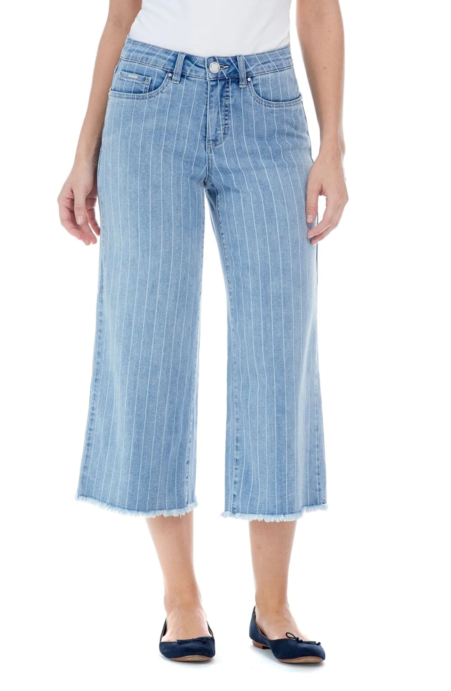 French Dressing Jeans (FDJ) Olivia Wide Leg Striped Denim - Walmart.com