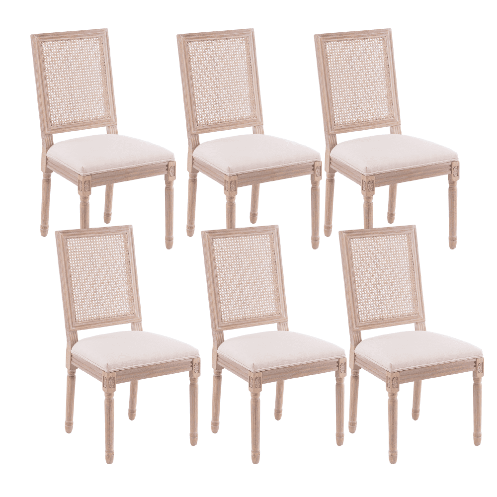 French Elegant Design Upholstered Antique Painting Linen Dining Chairs ...