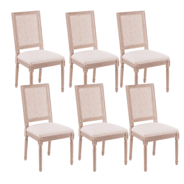 French Elegant Design Upholstered Antique Painting Linen Dining Chairs ...