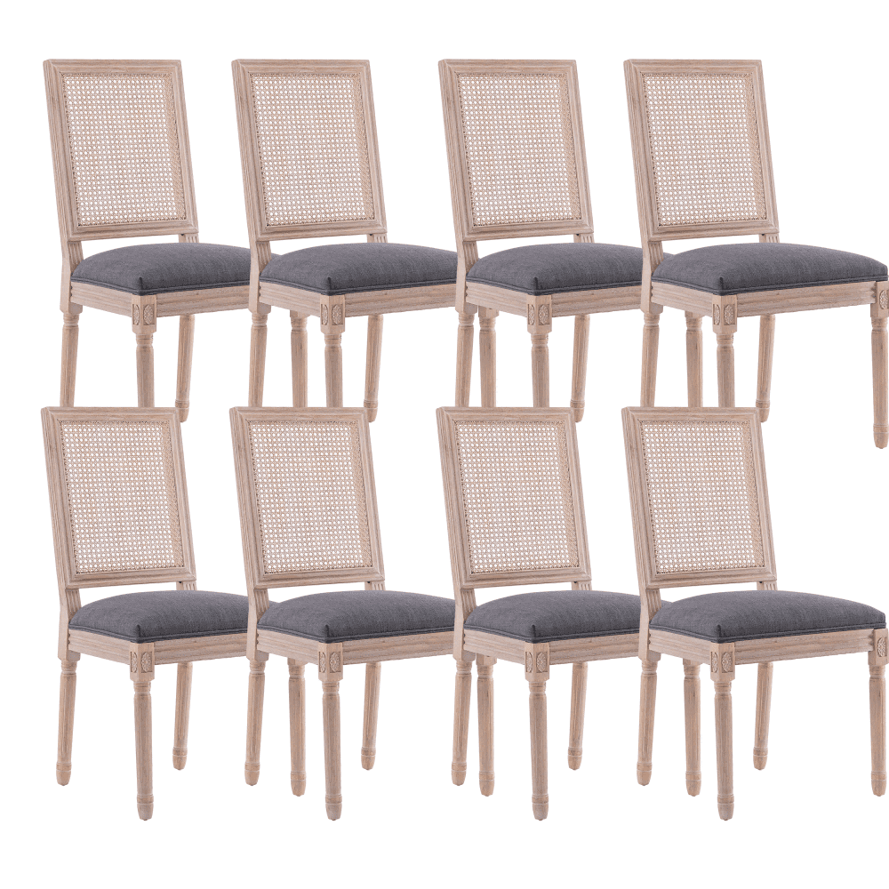 French Elegant Design Upholstered Antique Painting Linen Dining Chairs ...